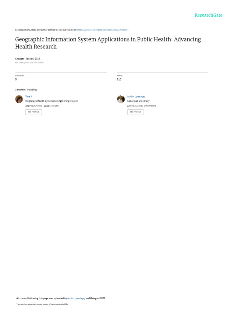 Geographic Information System Applications in Public Health - Advancing ...