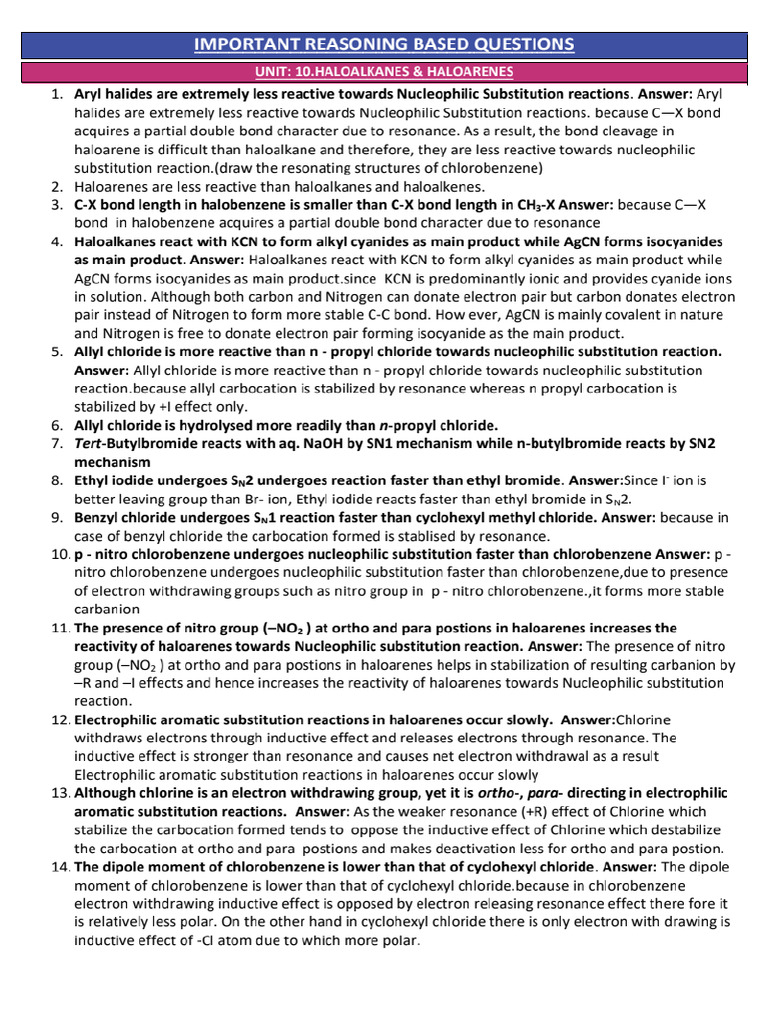 Reasoning Based Questions Organic Chemistry 1600 PDF - Gdrive.vip | PDF