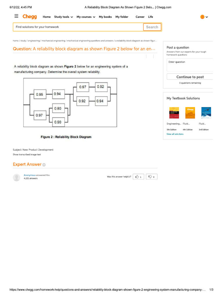 A Reliability Block Diagram As Shown Figure 2 Belo... | PDF