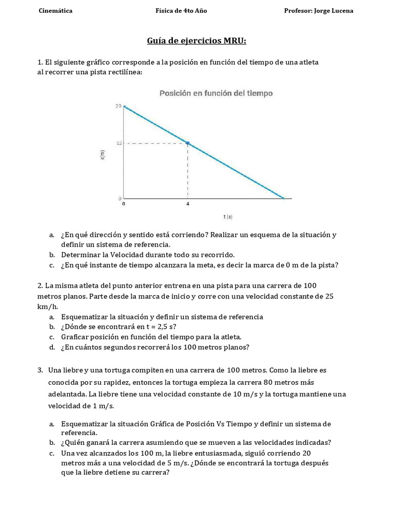 Ejercicios Graficas MRU | PDF | Velocidad | Cinemática