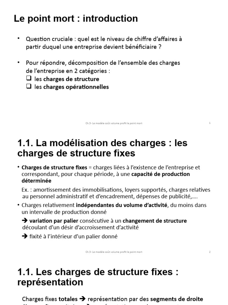 Modèle Coût Volume Profit et Point Mort | PDF | Business | Économie d ...
