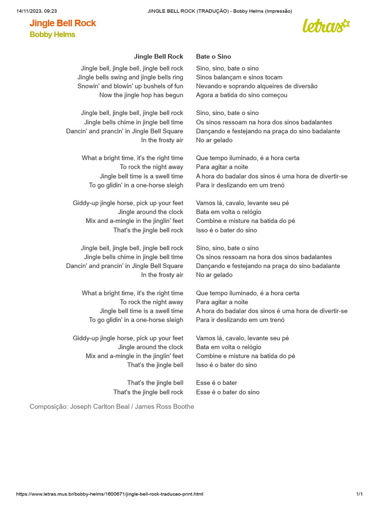 Tradução de Jingle Bell Rock | PDF