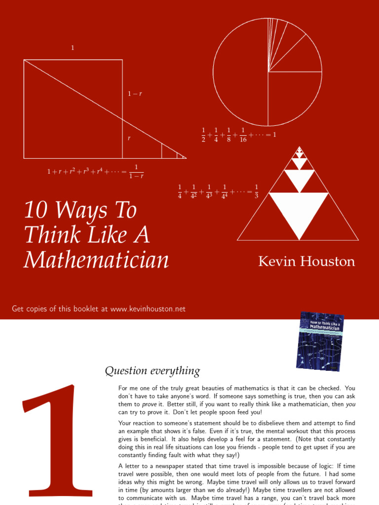 10 Ways To Think Like A Mathematician | PDF | Mathematics | Mathematician