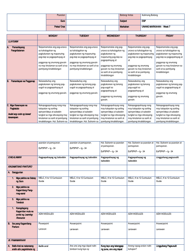 DLL Week 7 Esp | PDF