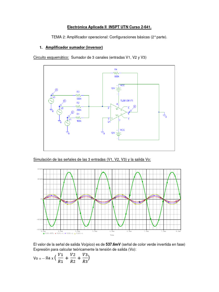 ECA II 2020 Amplificador Operacional T2 | PDF | Amplificador operacional | Ingeniería Informática