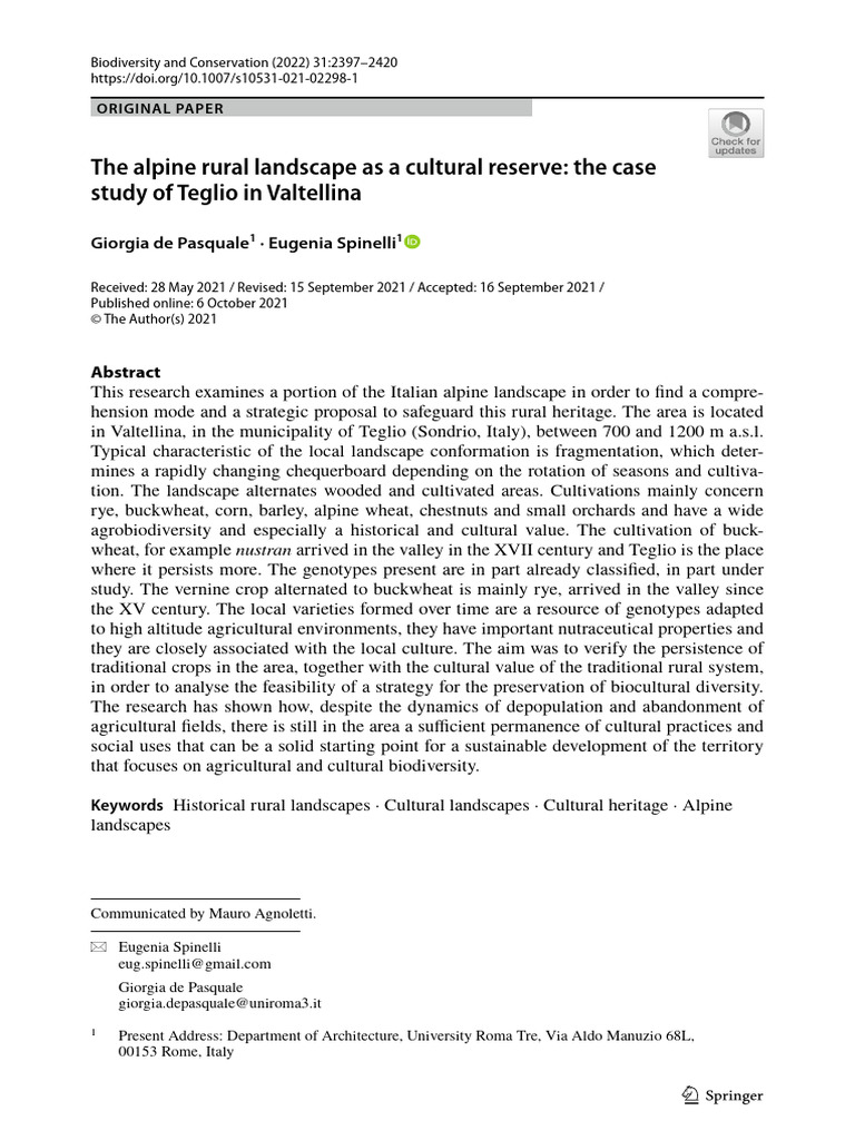 Alpine Cultural Landscape of Teglio | PDF | Landscape | Agriculture