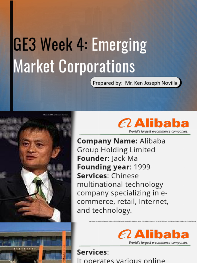 FOR UPLOAD GE3 Week 4 Emerging Global Market Corporations | PDF | Samsung | Alibaba Group