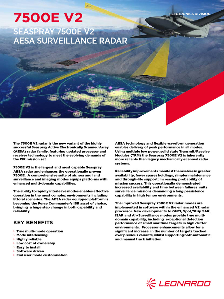 Seaspray 7500E V2 AESA Radar Overview | PDF | Radar | Information And ...