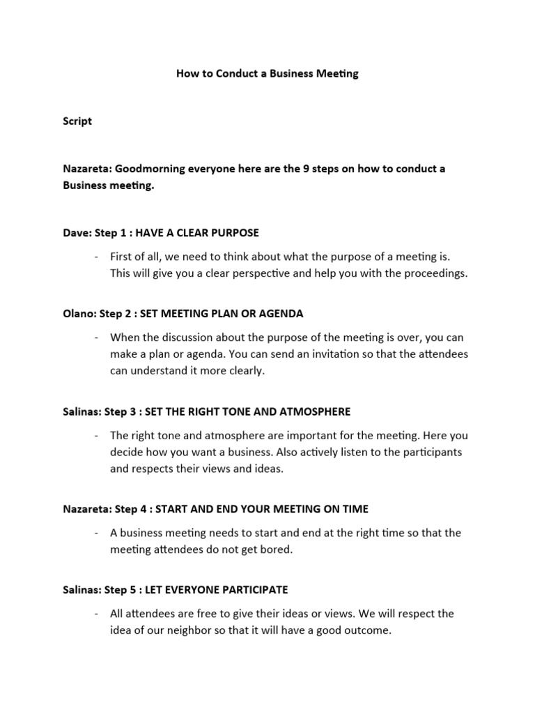 Effective Business Meeting Guidelines | PDF | Goal | Cognition