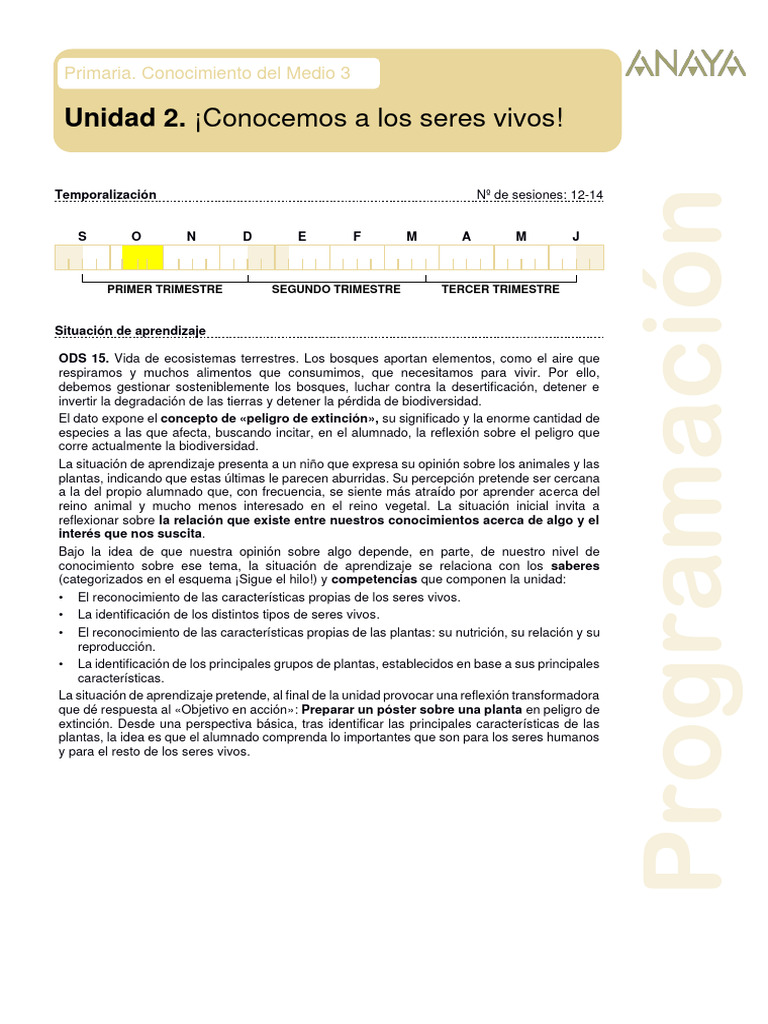 CMedio3p U02 | PDF | Aprendizaje | Plantas