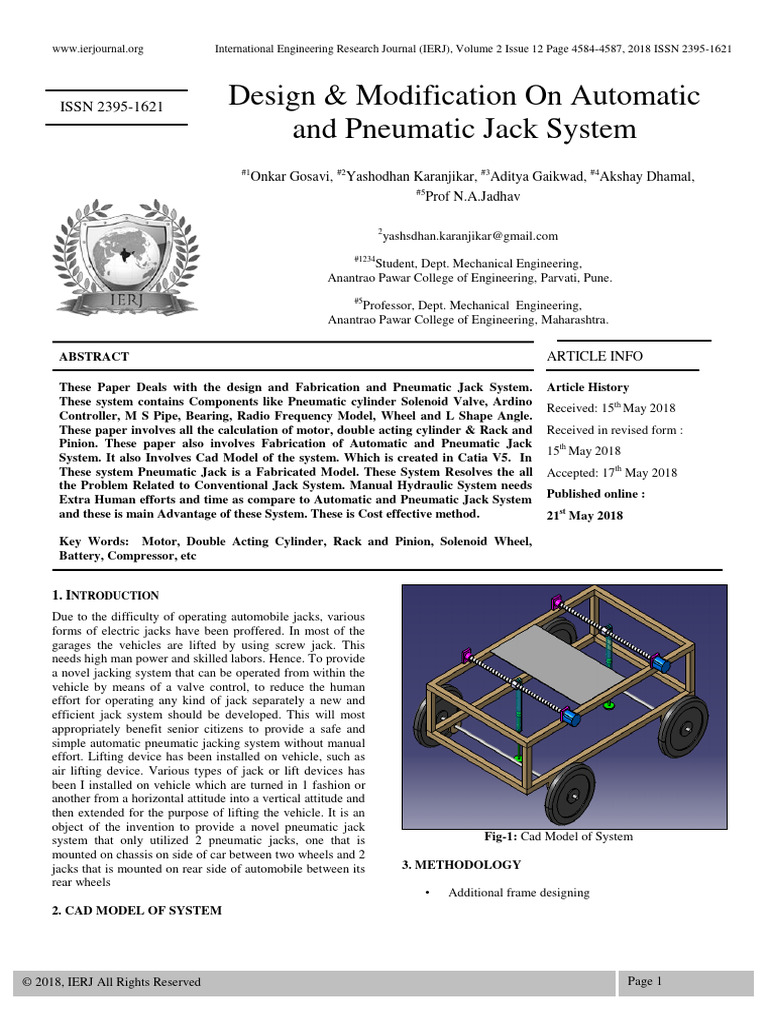 Pneumatic Jack System Design and Modifications | PDF | Pneumatics ...
