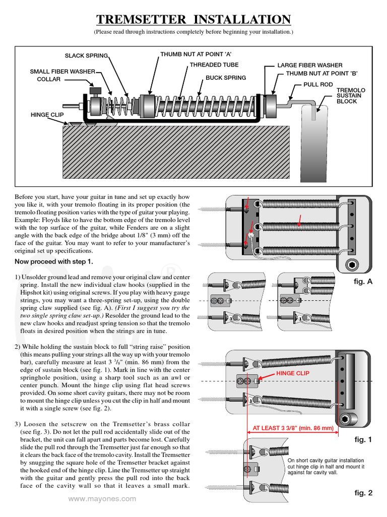 Manual Instalación Hipshot Tremsetter | PDF | Guitars | Manufactured Goods