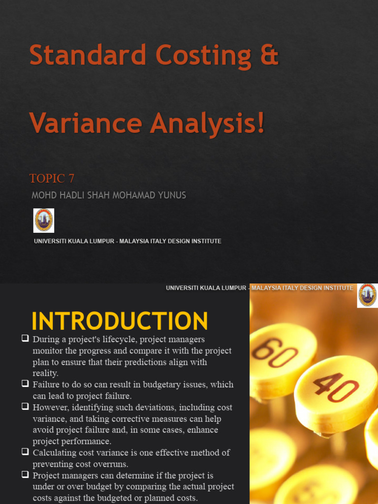 7 Standard Costing & Variance Analysis - MHS | PDF | Variance | Cost
