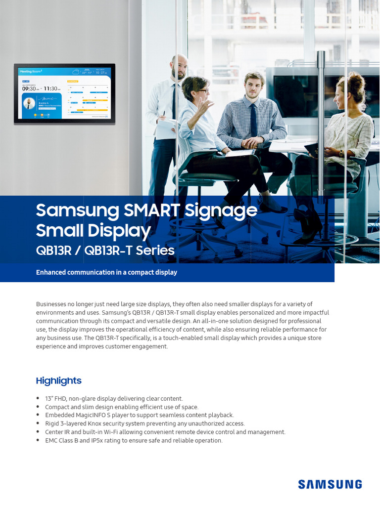 Samsung QB13R-T Touch Display Overview | PDF | Samsung Electronics ...