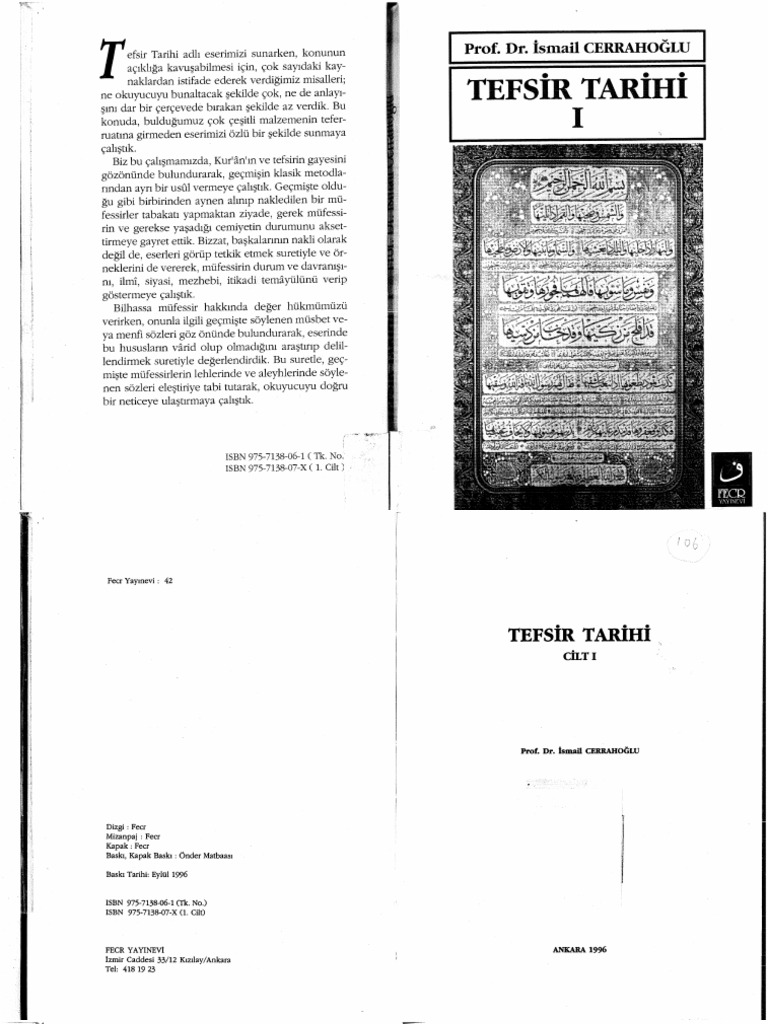 İsmail Cerrahoğlu - Tefsir Tarihi-1 | PDF
