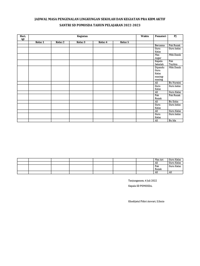Jadwal MPLS 2022-2023 | PDF
