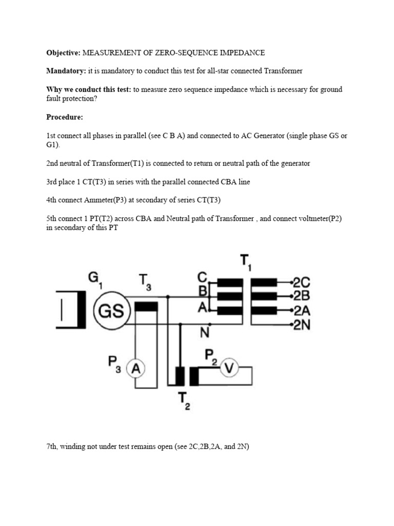 Zero Sequence Impedance Test Measurement Pdf