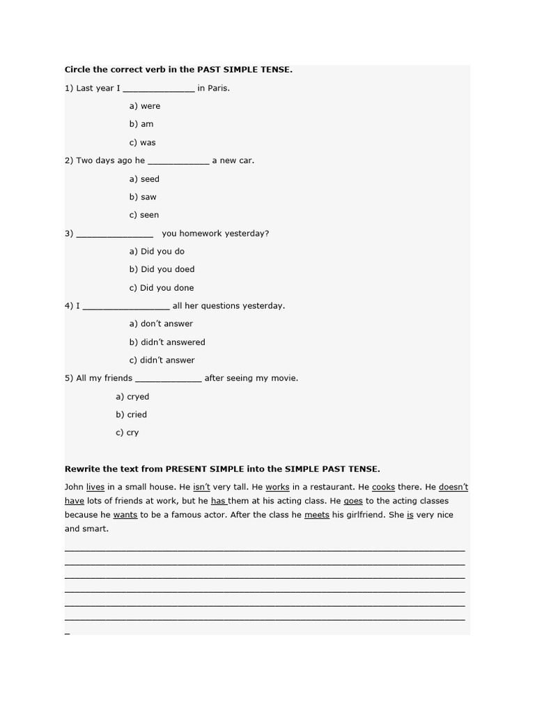 Engleski Jezik Za 6. Razred - Simple Past Tense | PDF