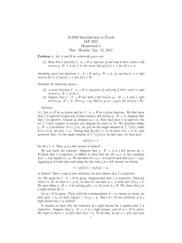 Homework 3 Sol | Download Free PDF | Function (Mathematics) | Functions And Mappings