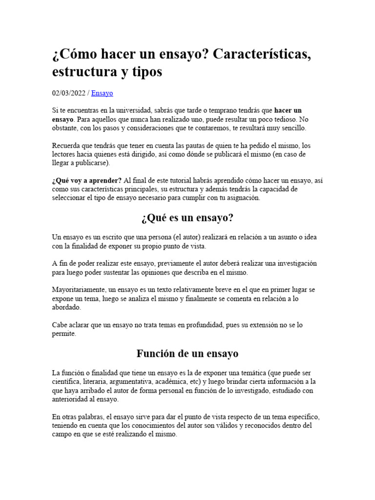 Cómo Hacer Un Ensayo | PDF | Ensayos | Autor