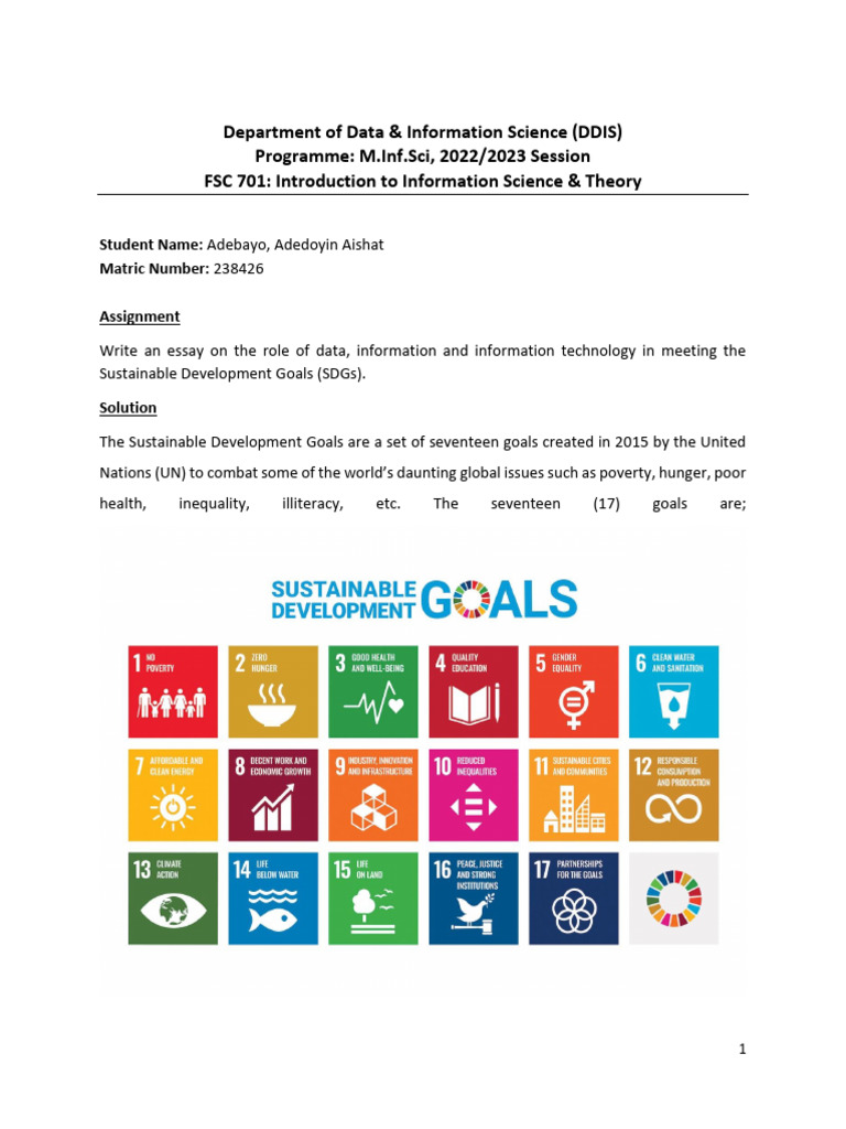 Assignment - Role of Data Information and Information Technology in ...