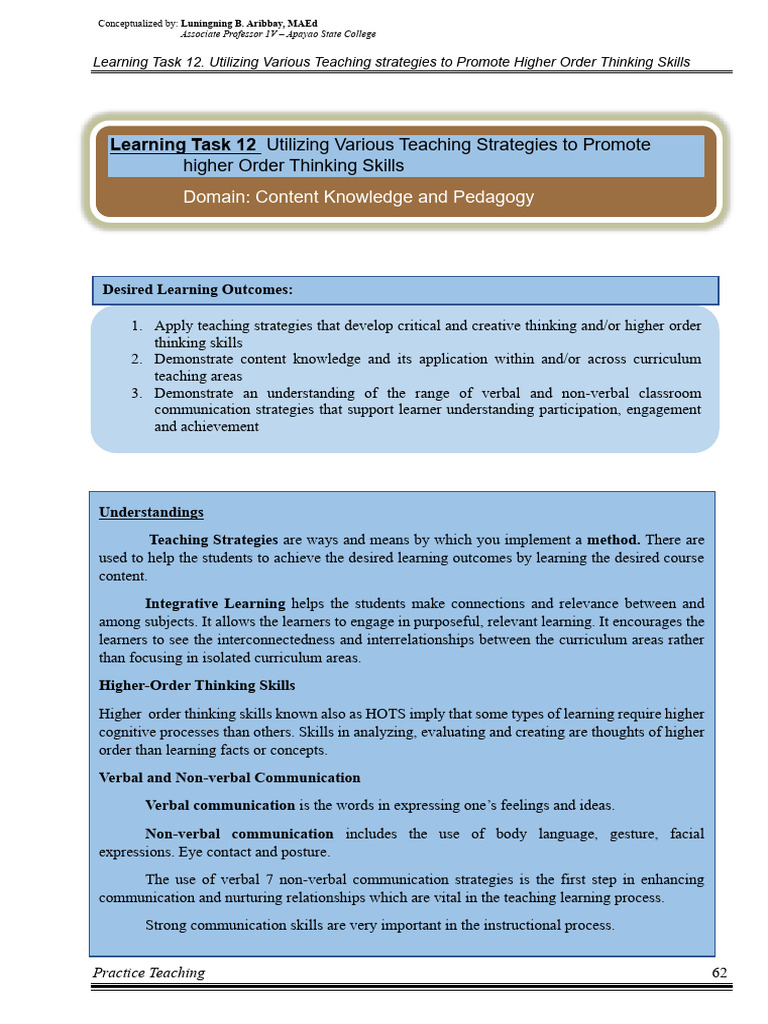 Learning Task 12 Pdf Learning Communication 
