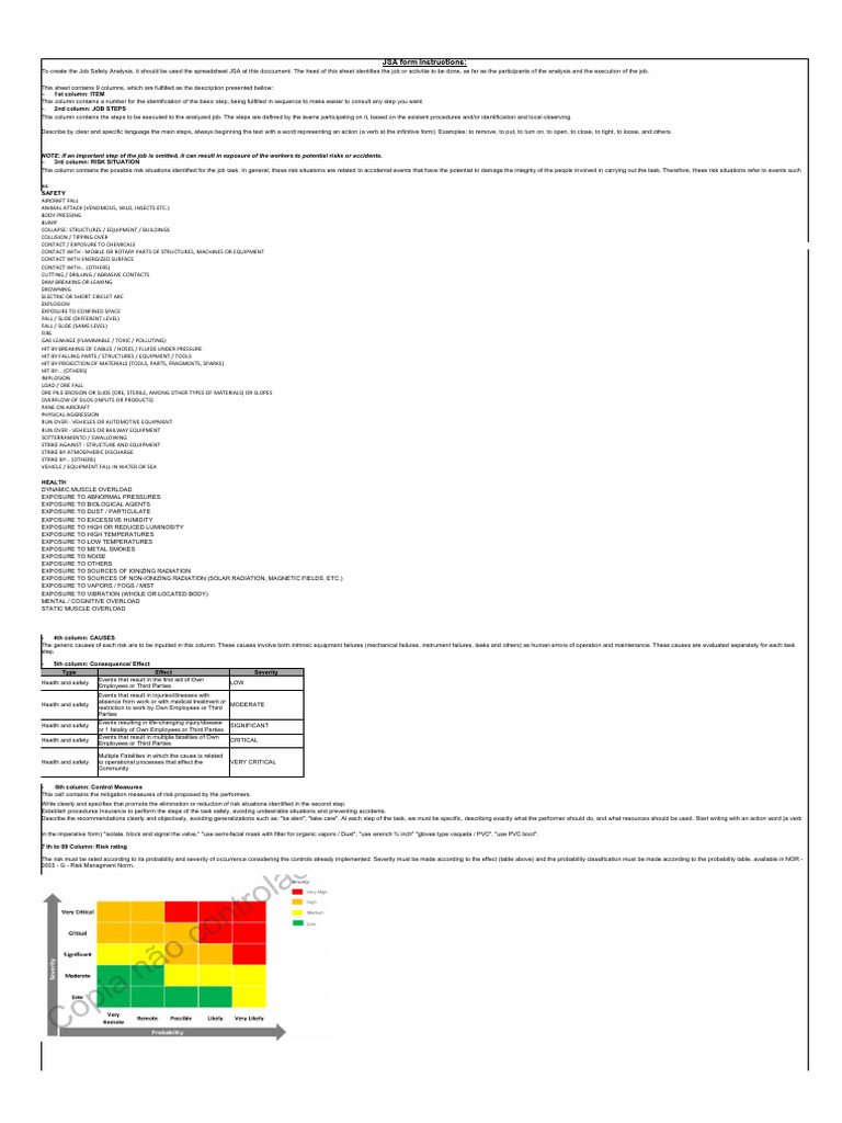 JSA Template HVH Cover | PDF | Occupational Safety And Health | Risk