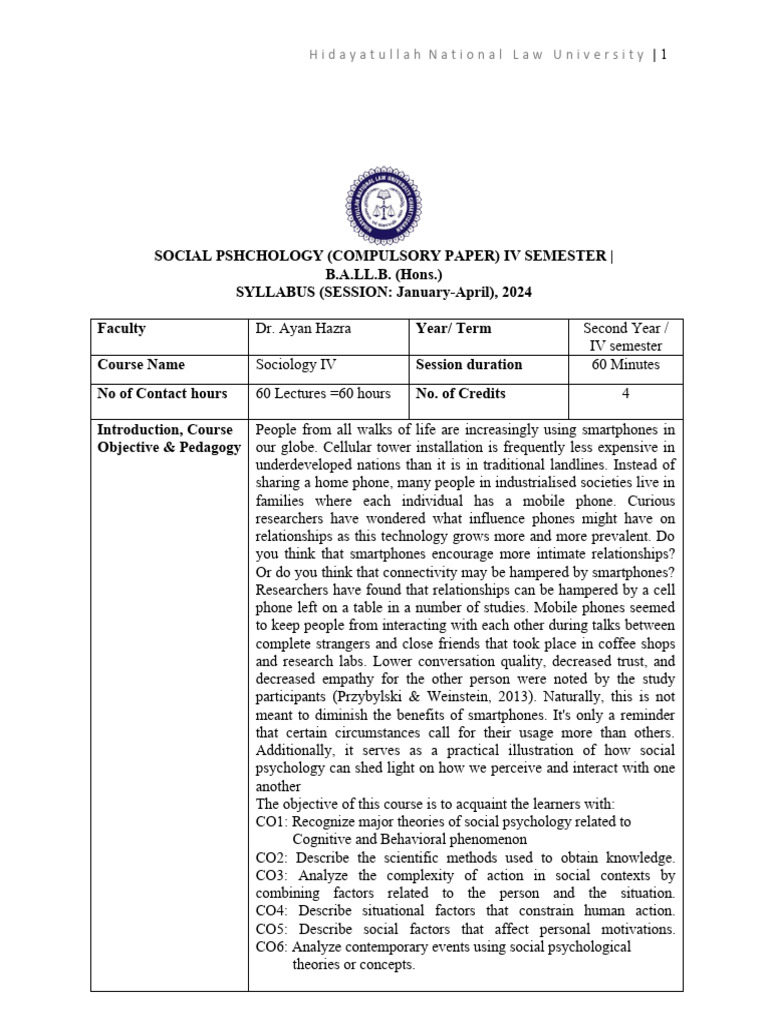 Social Psychology - 4th Sem - 2024 | PDF | Stereotypes | Behavioural Sciences