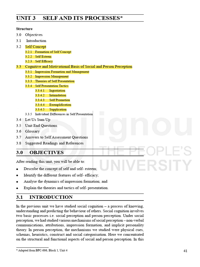 Unit 3 | Download Free PDF | Self Concept | Self Efficacy
