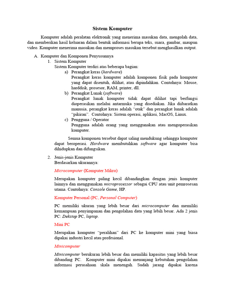 Komponen dan Fungsi Sistem Komputer | PDF | Game & Aktivitas | Teknologi & Rekayasa
