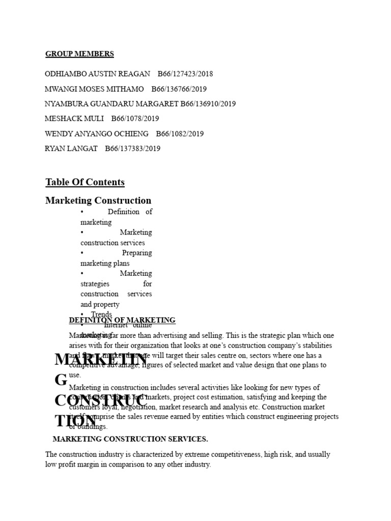 Marketing Construction GW | PDF | Marketing | Advertising