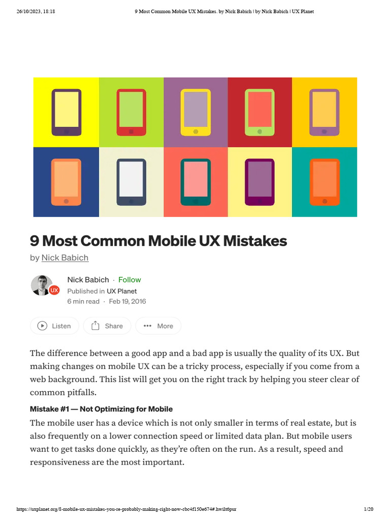 9 Most Common Mobile UX Mistakes. by Nick Babich - by Nick Babich - UX ...