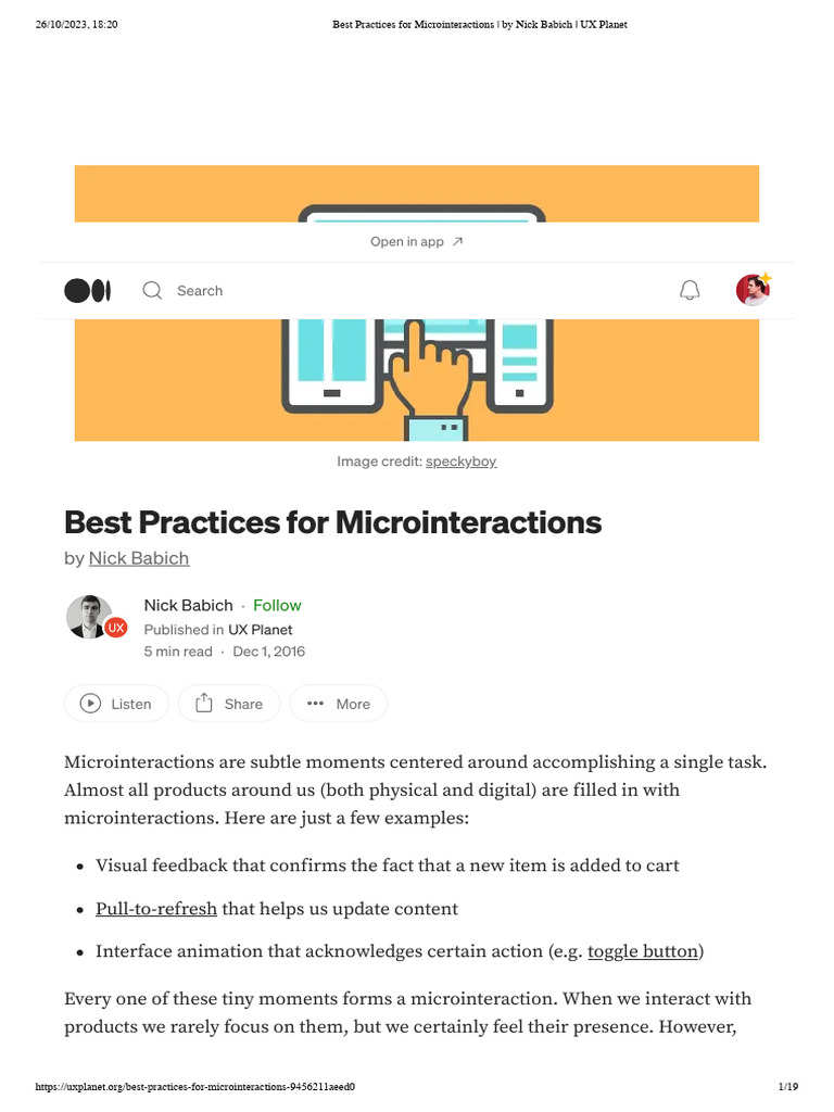 Best Practices For Microinteractions - by Nick Babich - UX Planet | PDF | User Experience | User ...