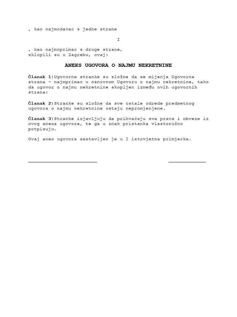 Anex Ugovora - 2 | PDF
