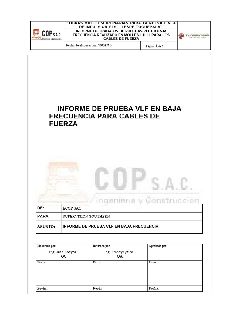 Informe de Pruebas VLF en Baja Frecuencia | PDF