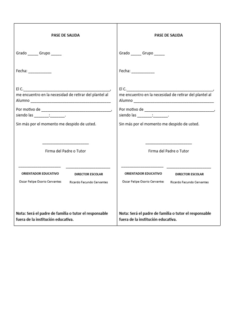 1.pase de Salida | PDF