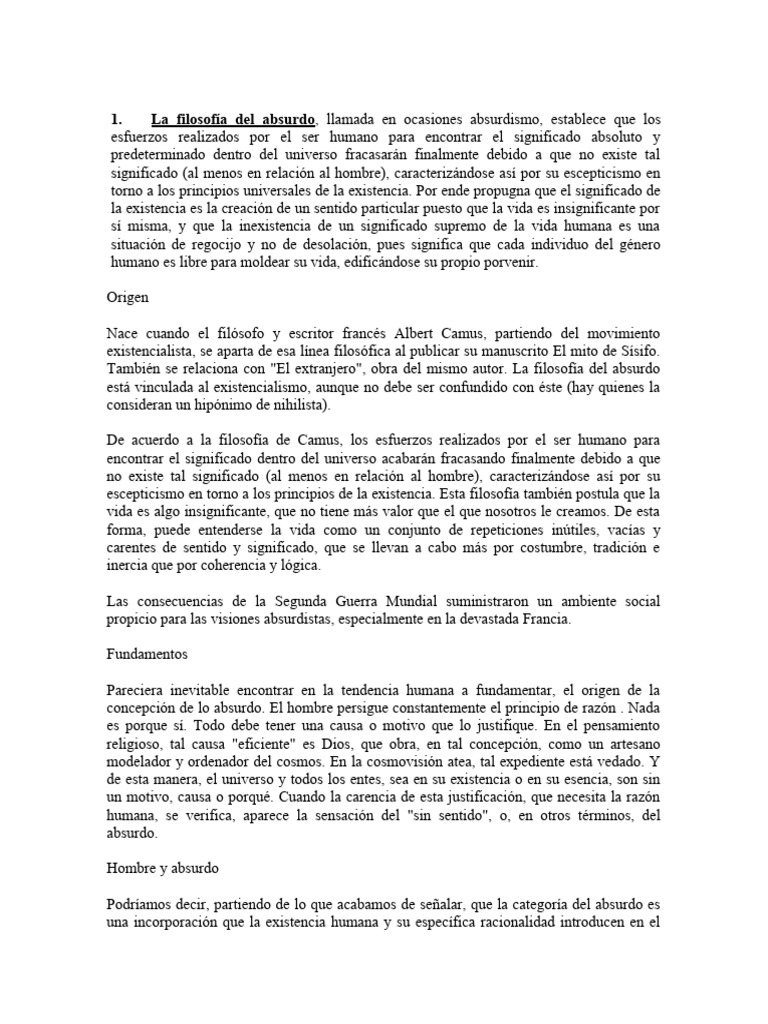 La Filosofía Del Absurdo | PDF