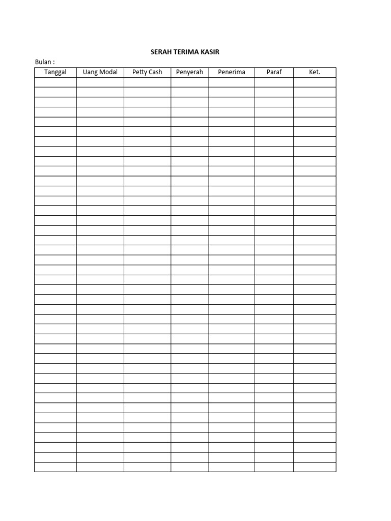 Form Serah Terima Kasir | PDF