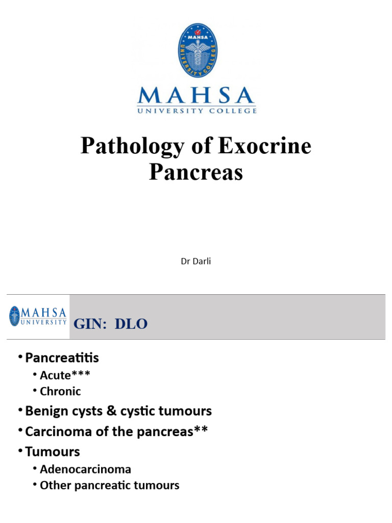 Pathology of the Exocrine Pancreas | PDF | Pancreas | Pancreatic Cancer