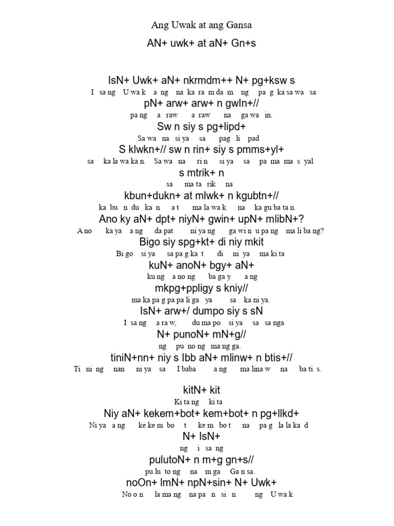 Ang Uwak at Ang Gansa | PDF