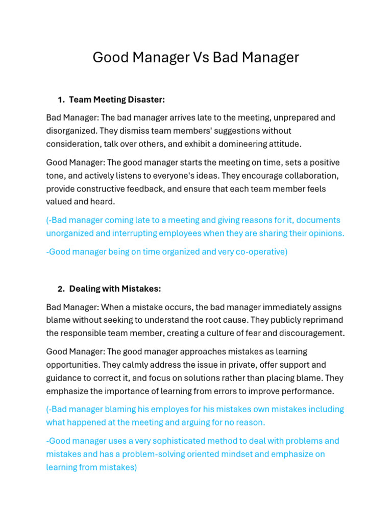 Good vs Bad Management Traits | PDF | Mentorship | Cognition