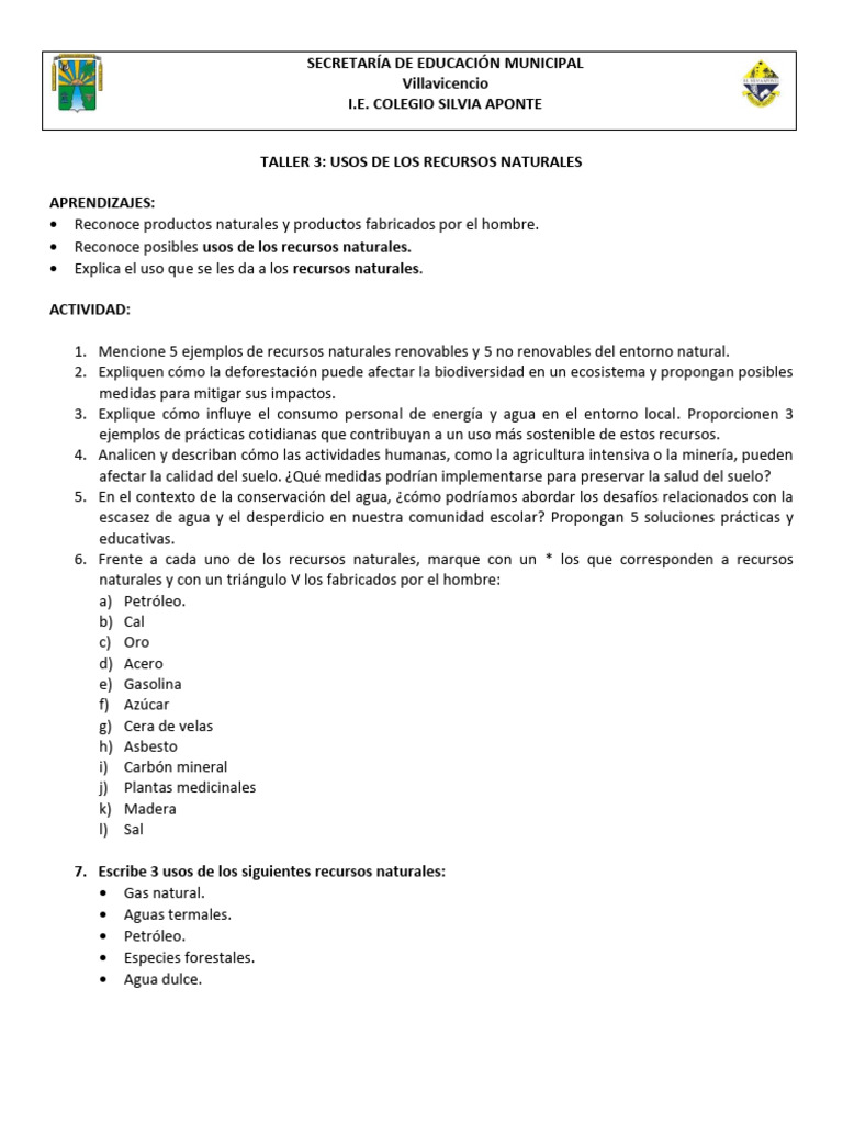 Usos Sostenibles de Recursos Naturales | PDF | Ciencia y matemáticas