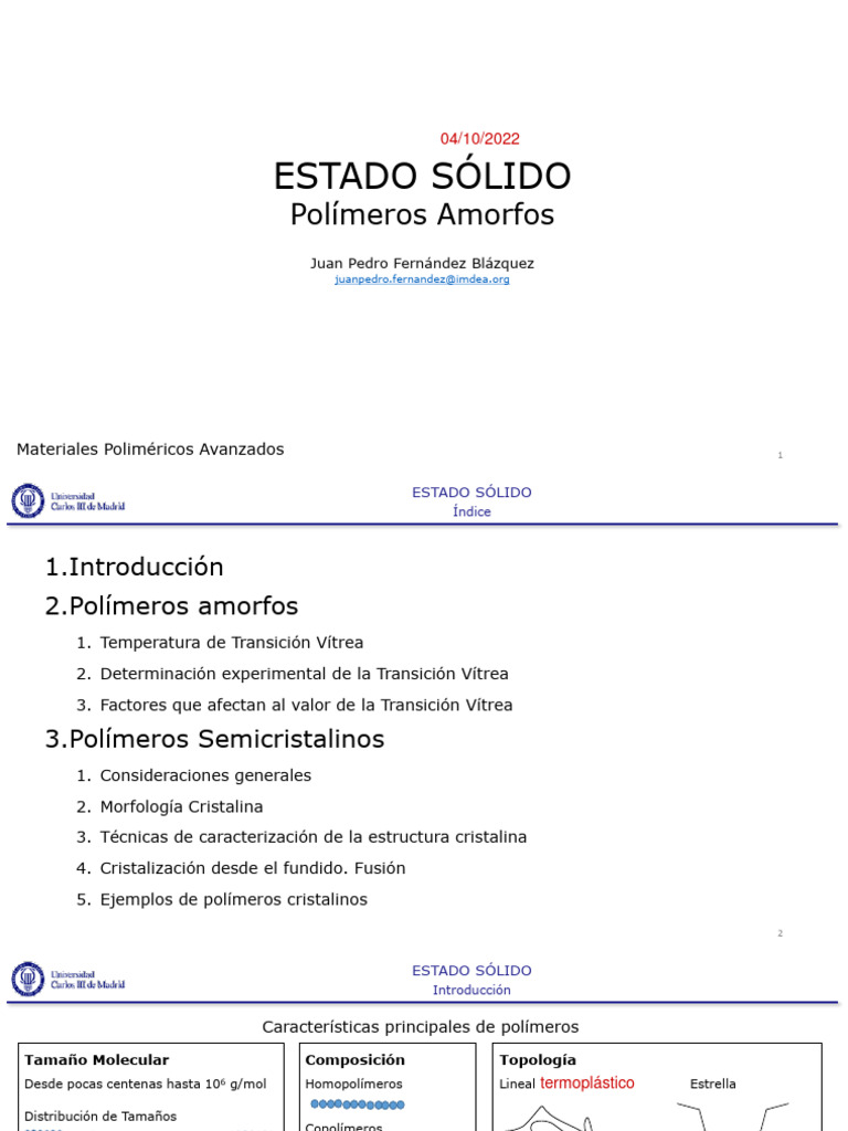 Estado Solido Polimeros Amorfos | PDF | Sólido amorfo | Polímeros