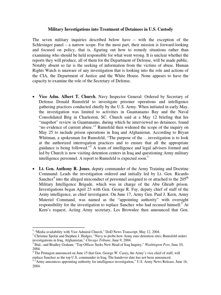 Investigations | PDF | Donald Rumsfeld | Military Of The United States