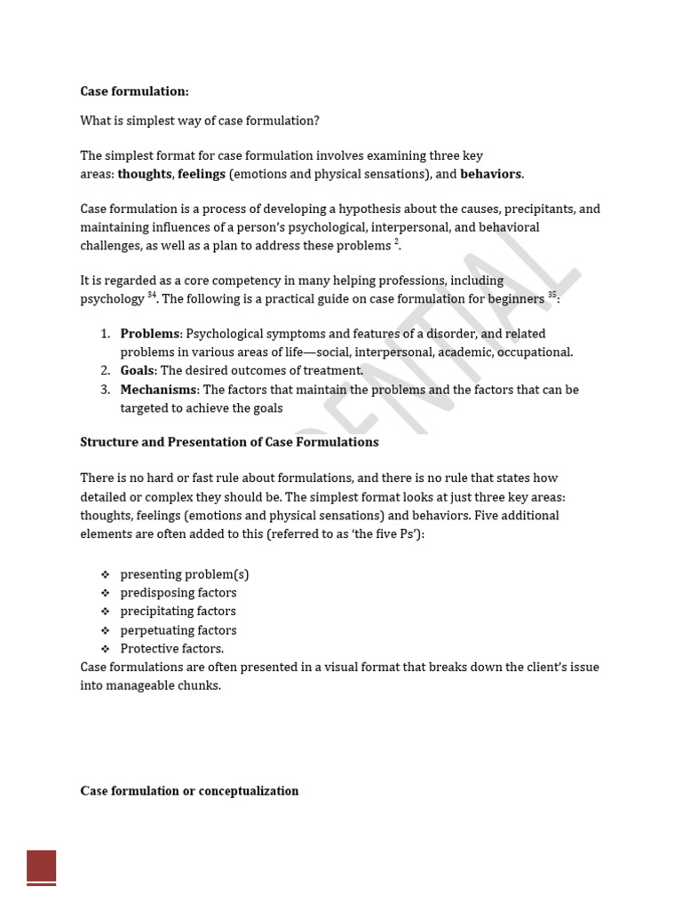 Case Conceptualization Based On Psychological Theory | PDF ...