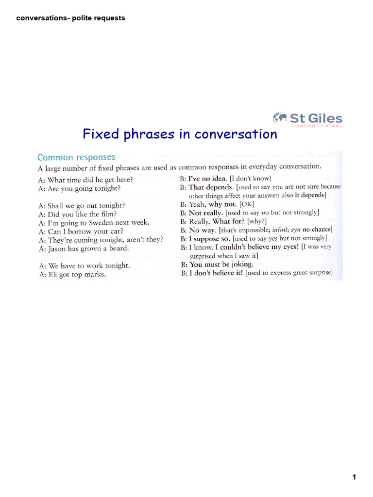 Polite Request Conversations Guide | PDF | Conversation | Human ...