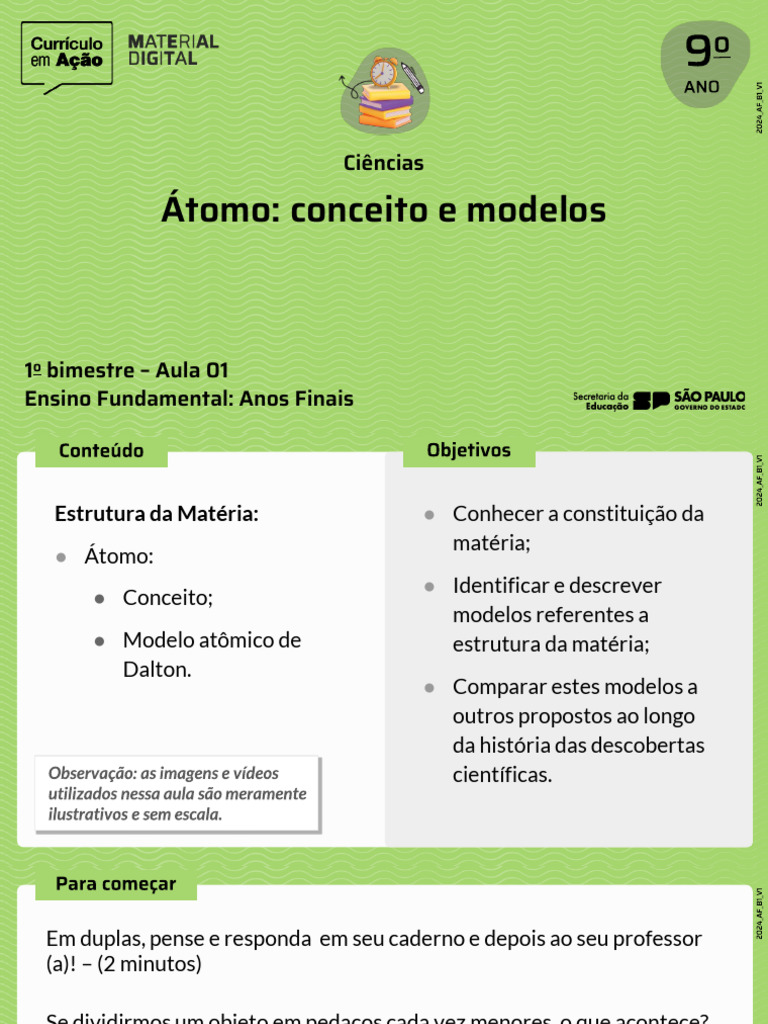 Átomo: Conceito e Modelos: Ciências | PDF | Matéria | Science