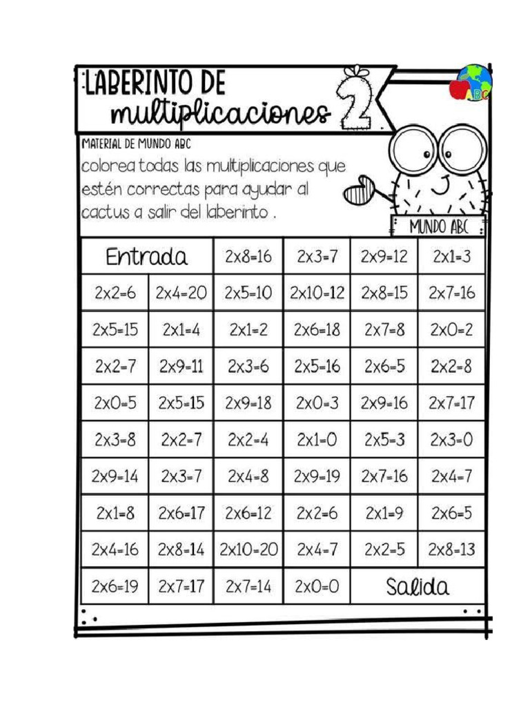 Laberintos de Multiplicaciones | PDF
