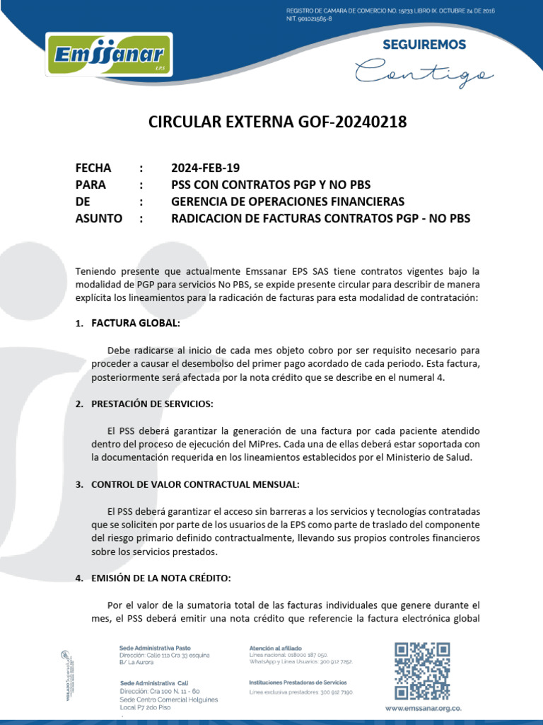 Emssanar - Circular - Externa - GOF-20240218 OK | PDF | Business | Economias