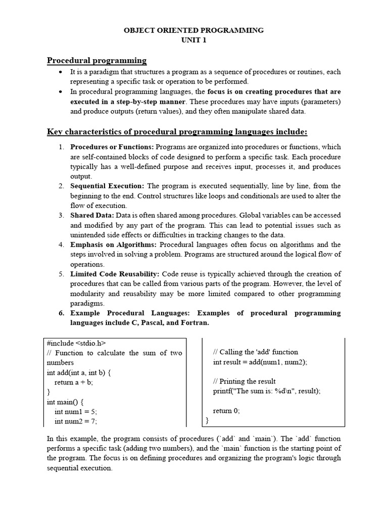 Oops Unit 1 Pdf Object Oriented Programming Class Computer Programming